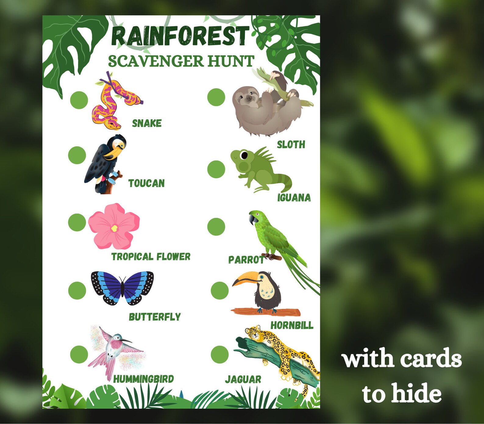 Rainforest Scavenger Hunt, Jungle Scavenger Hunt, Kids Birthday Party ...