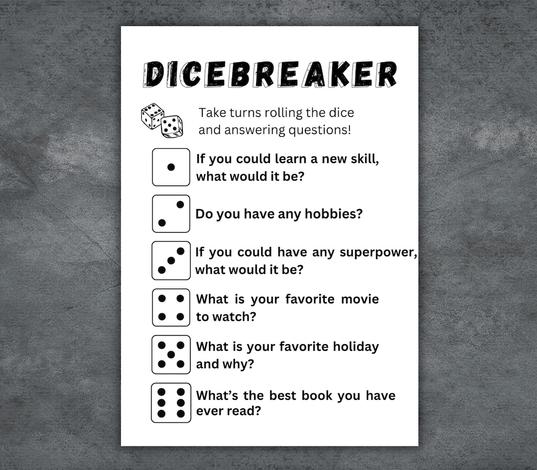 Dice-breaker Roll and Tell Game, Back to School, First Day of School ...