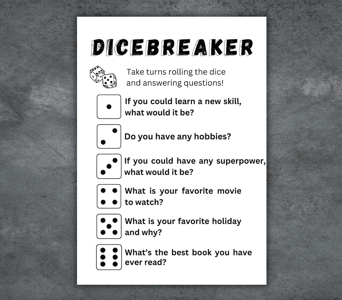 Dice-breaker Roll and Tell Game, Back to School, First Day of School ... Dice-breaker Roll and Tell Game, Back to School, First Day of School ...