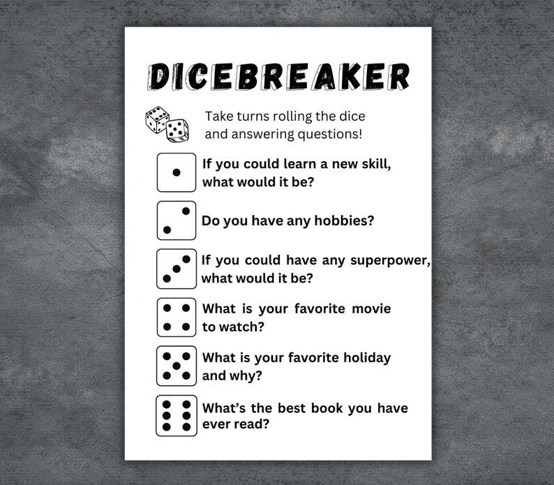 Dice-breaker Roll and Tell Game, Back to School, First Day of School ...