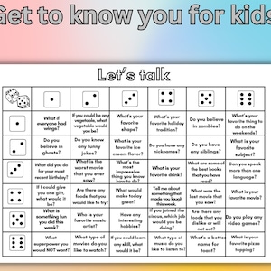 Dicebreaker for Kids, Back to School, Icebreaker Activity, Conversation ...
