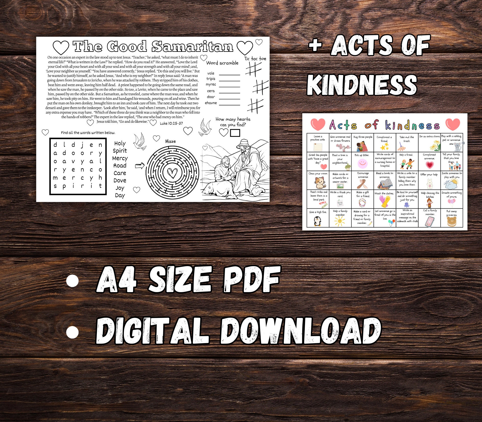 The Good Samaritan Activity Placemat, Jesus' Parable, Bible Story ...
