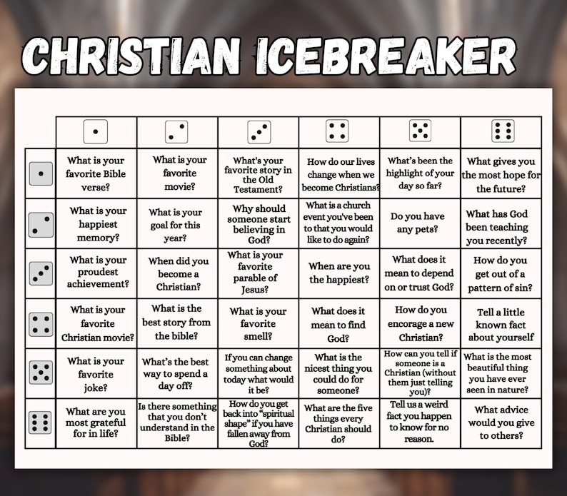 Christian Icebreaker Activity, Games for Youth Group, Printable Church ...