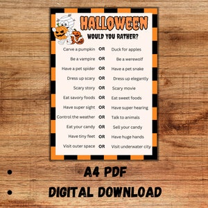 Halloween Game Printable, Halloween Would You Rather, Classroom ...