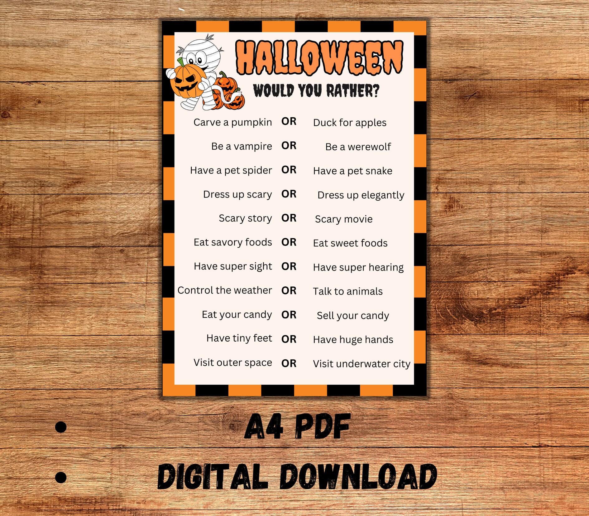 Halloween Game Printable, Halloween Would You Rather, Classroom ...