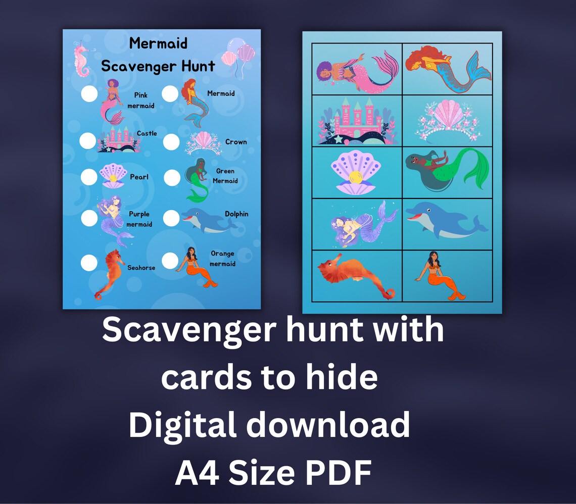 Mermaid Themed Treasure Hunt Child / Kids Birthday Party Games ...