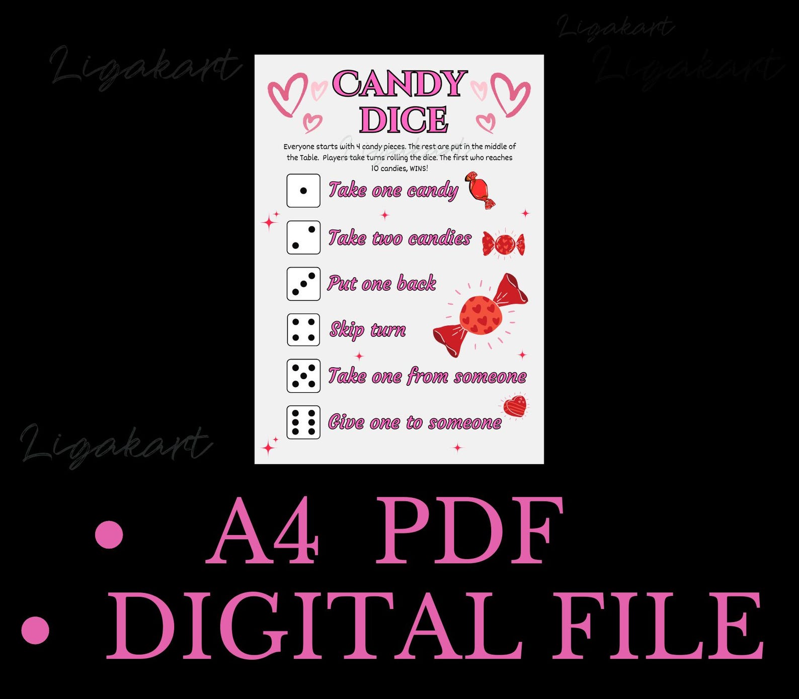 Valentine Day Candy Dice Game, Valentine Activity, Galentine Party Game ...