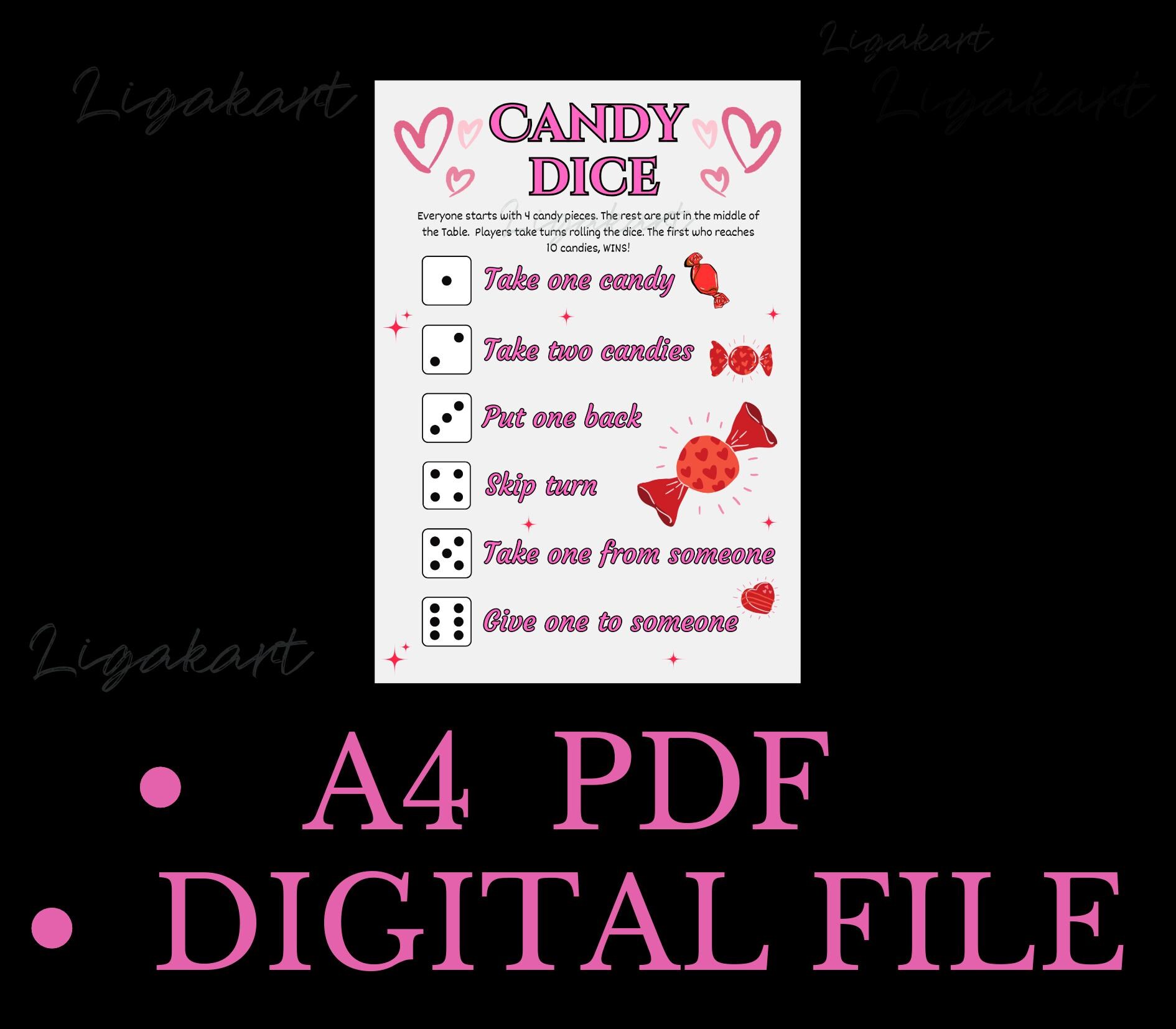 Valentine Day Candy Dice Game, Valentine Activity, Galentine Party Game ...