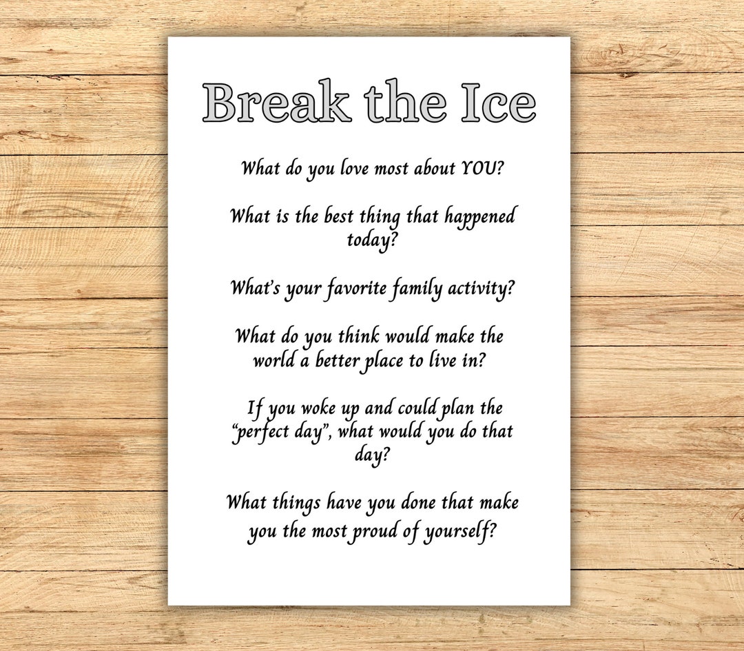 Break the Ice Icebreaker Game, Icebreaker Question, Dinner Party ...