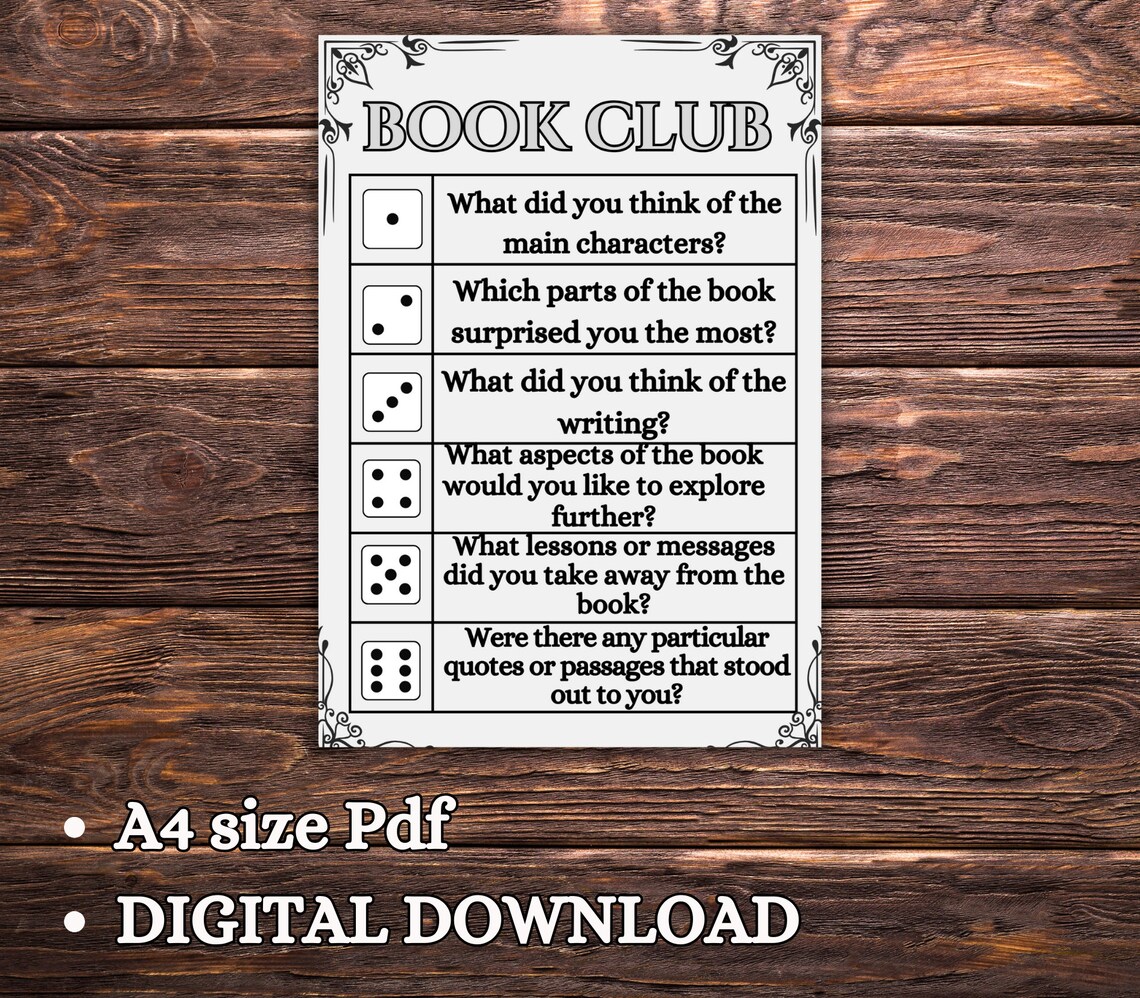 Book Club Discussion Questions Printable, Bookclub Cards, Discussion ...