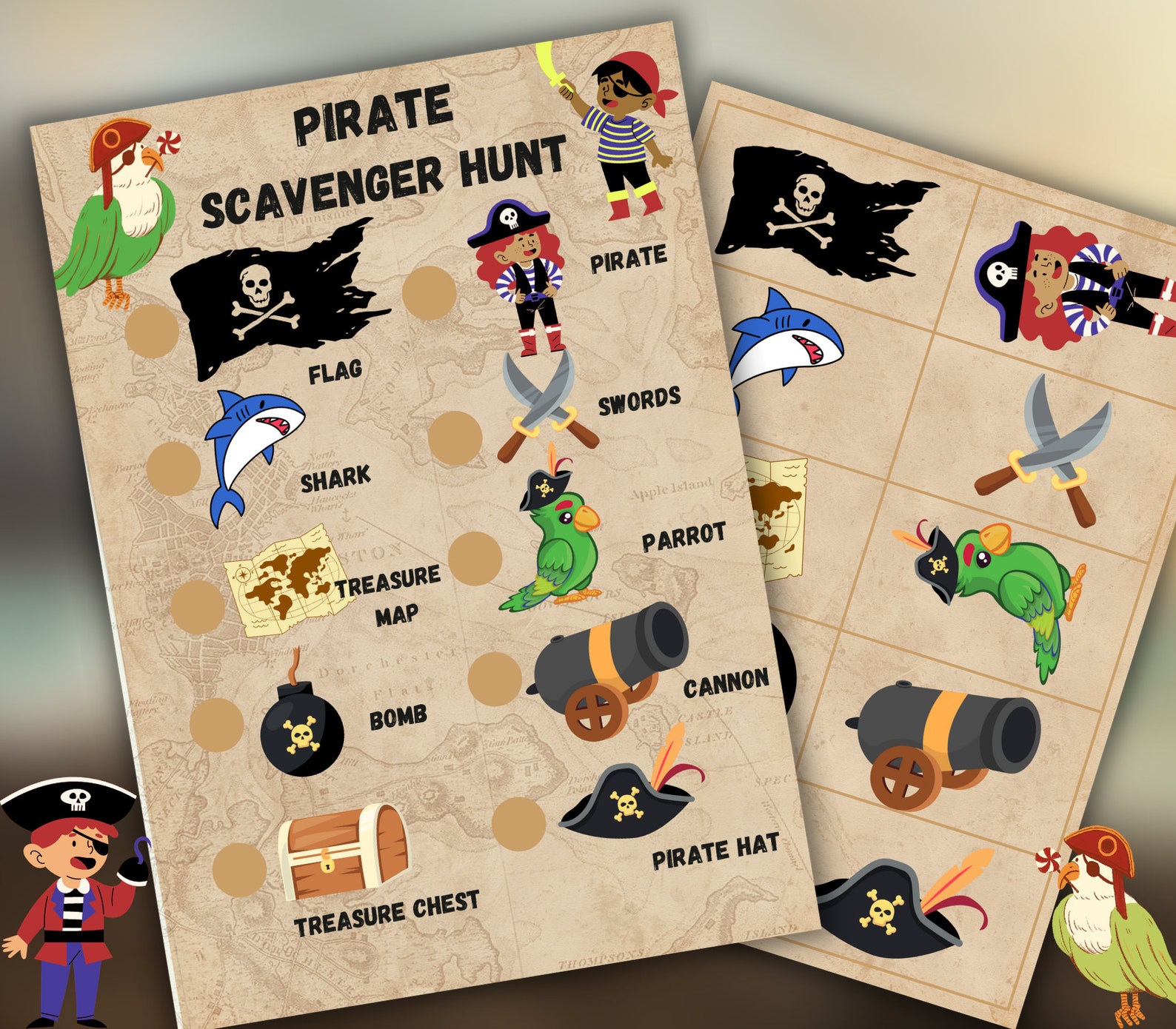 Pirate Themed Scavenger Hunt, Child / Kids Birthday Party Games, Pirate ...