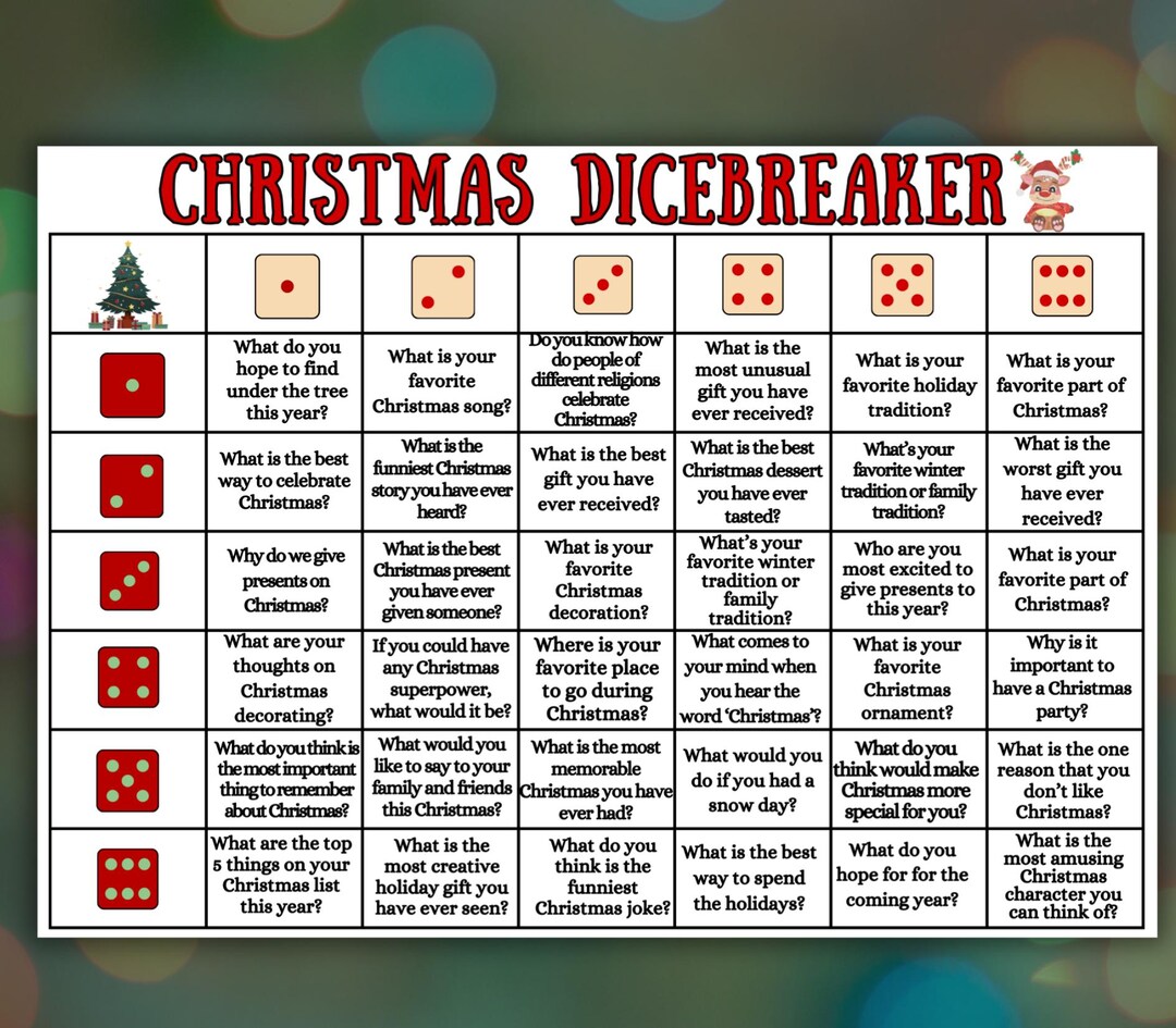 Christmas Dicebreaker, Christmas Icebreaker Game, Icebreaker Activity ...