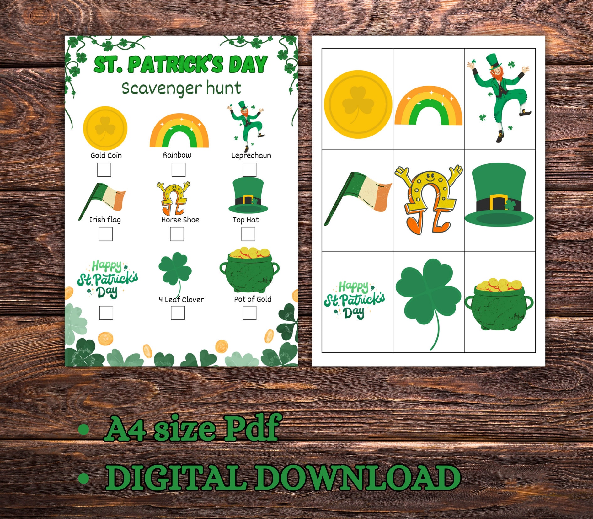 St. Patrick's Day Scavenger Hunt With Picture Cards to Hide, Saint ...