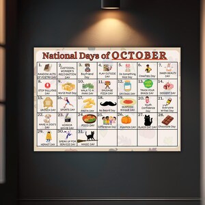 2025 Fun October Holiday Calendar, Printable OCTOBER National Days ...