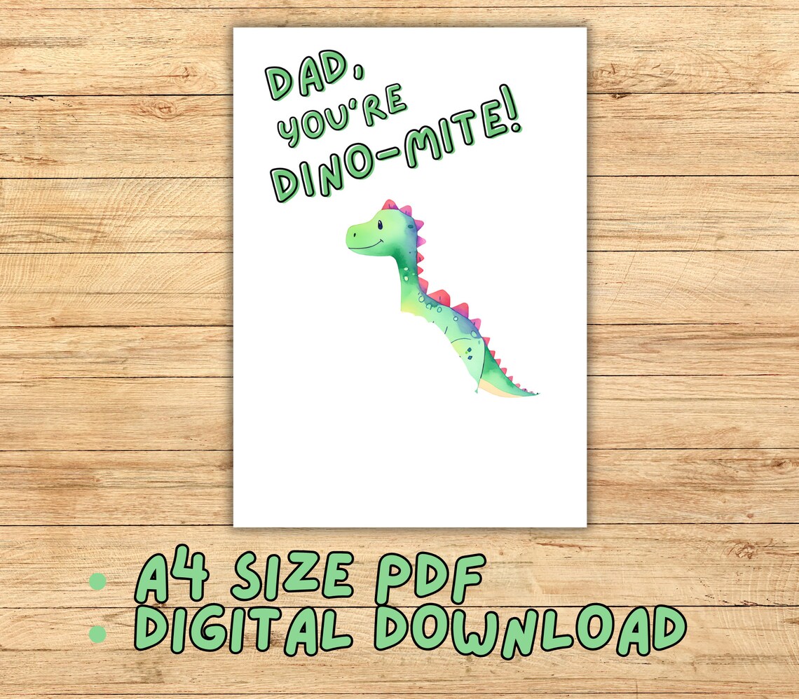 Father's Day Dinosaur Pun Printable, Kids' Handprint Keepsake, You're a ...