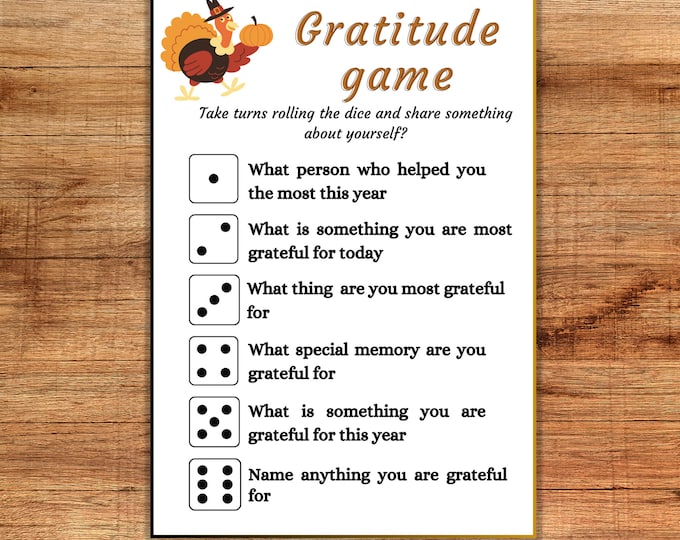 Thanksgiving Gratitude Game, Thanksgiving Dice Game, Thanksgiving Party ...