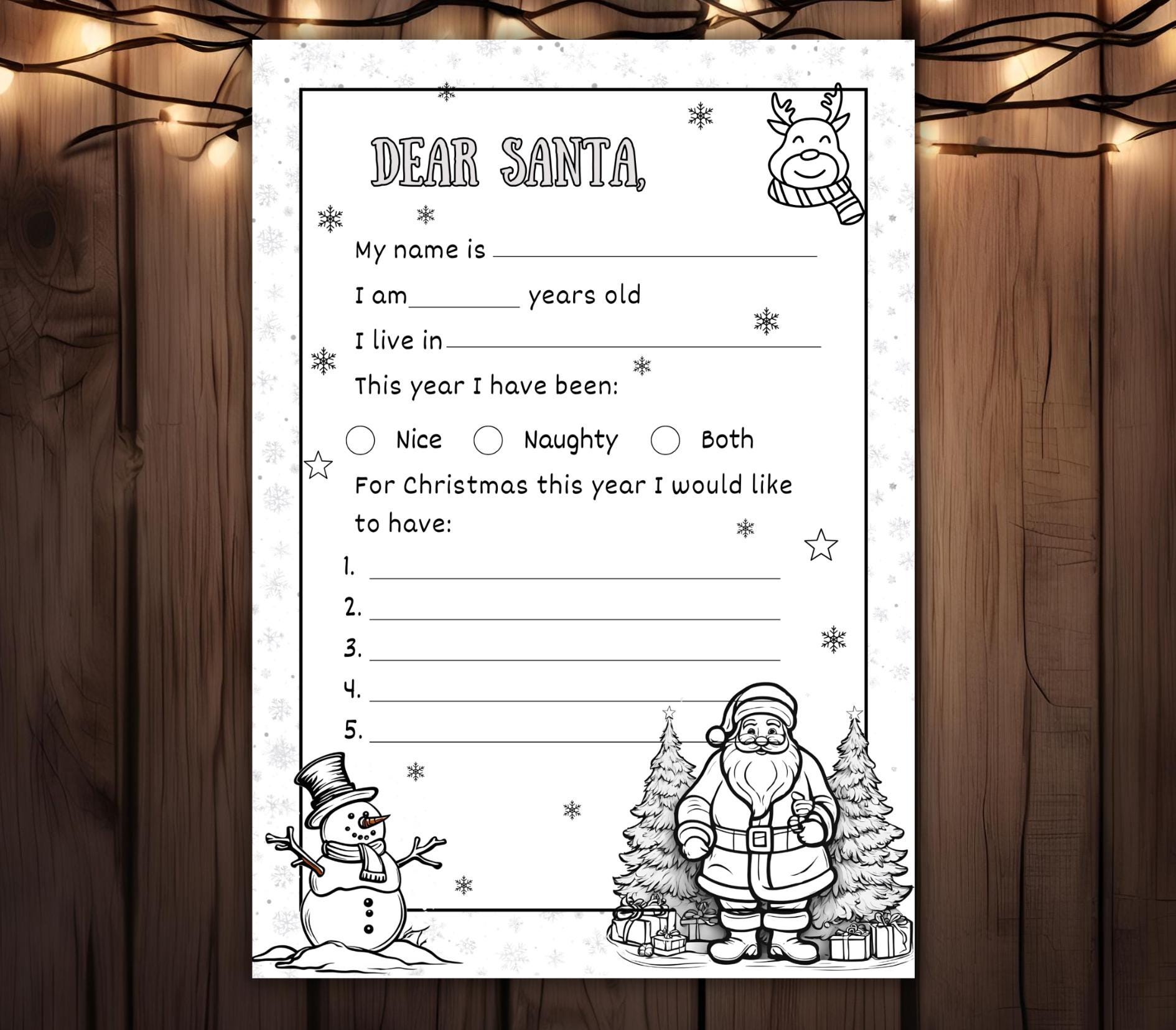 Letter to Santa Coloring Page, Printable Dear Santa Letter, Christmas ...