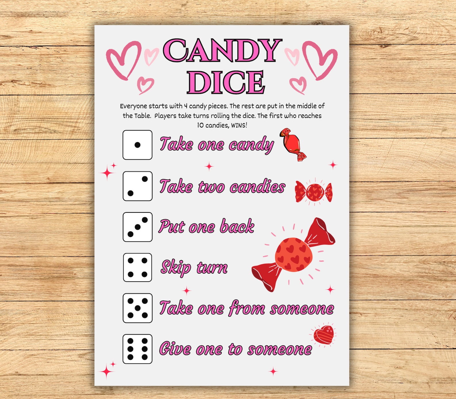 Valentine Day Candy Dice Game, Valentine Activity, Galentine Party Game ...