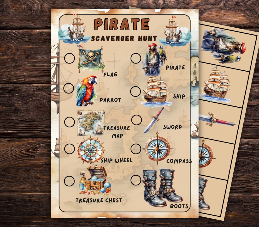 Pirate Themed Scavenger Hunt, Child / Kids Birthday Party Games, Pirate ...