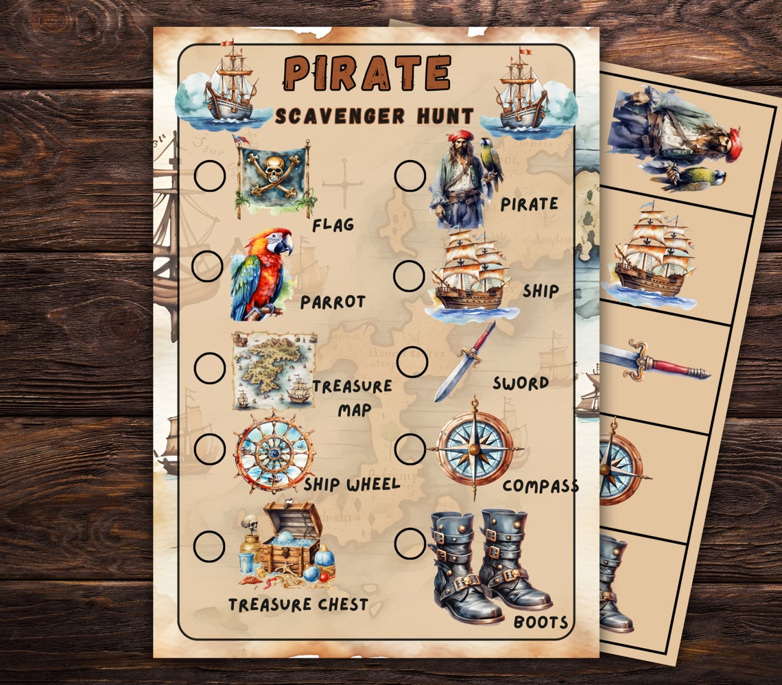 Pirate Themed Scavenger Hunt, Child / Kids Birthday Party Games, Pirate ...