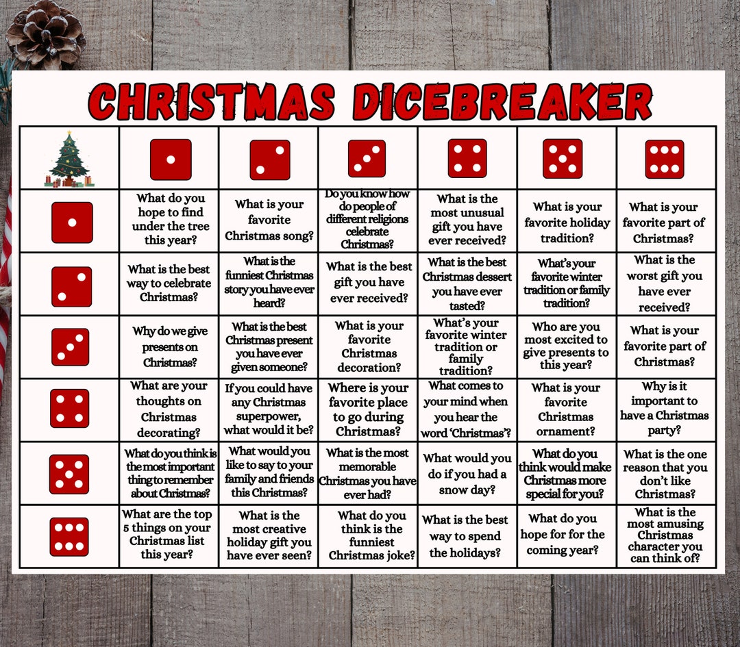 Christmas Dicebreaker, Christmas Icebreaker Game, Icebreaker Activity ...