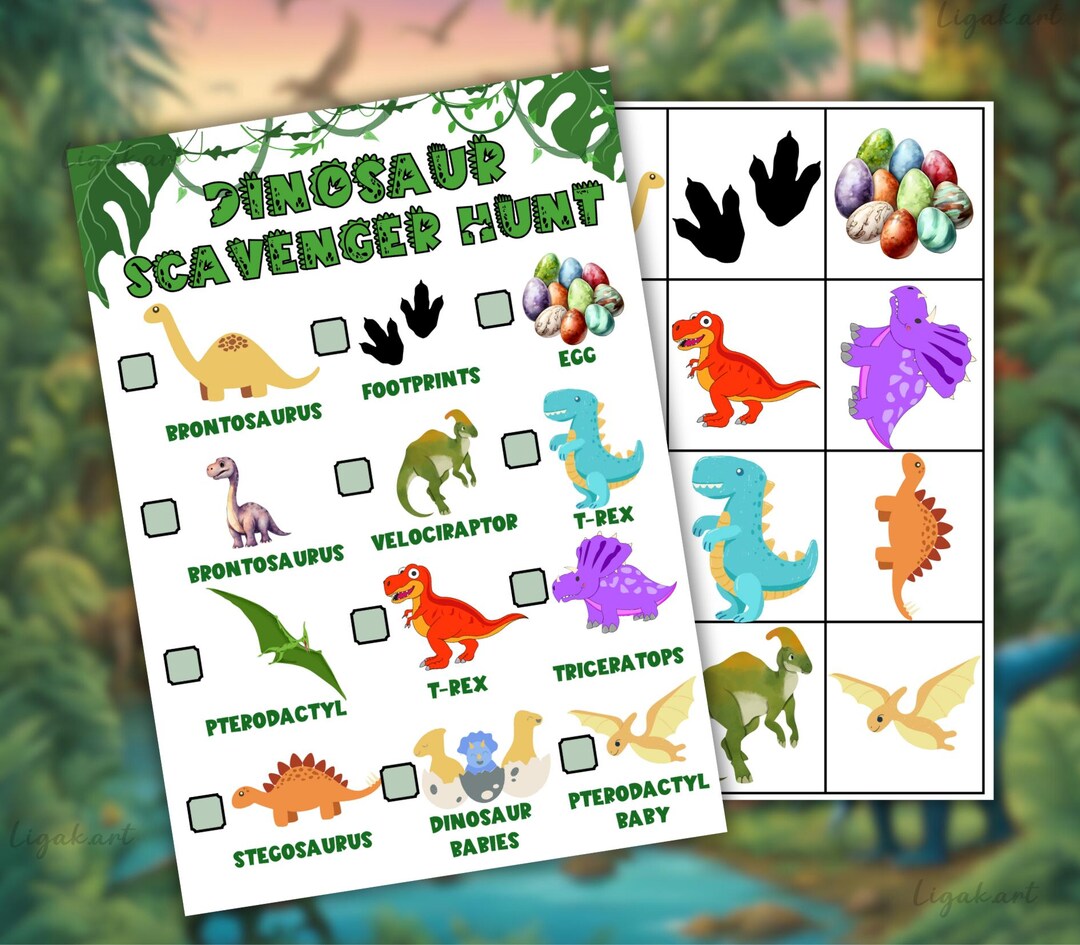 Dinosaur Treasure Hunt, Kids Birthday Party Games, Dinosaur Scavenger ...