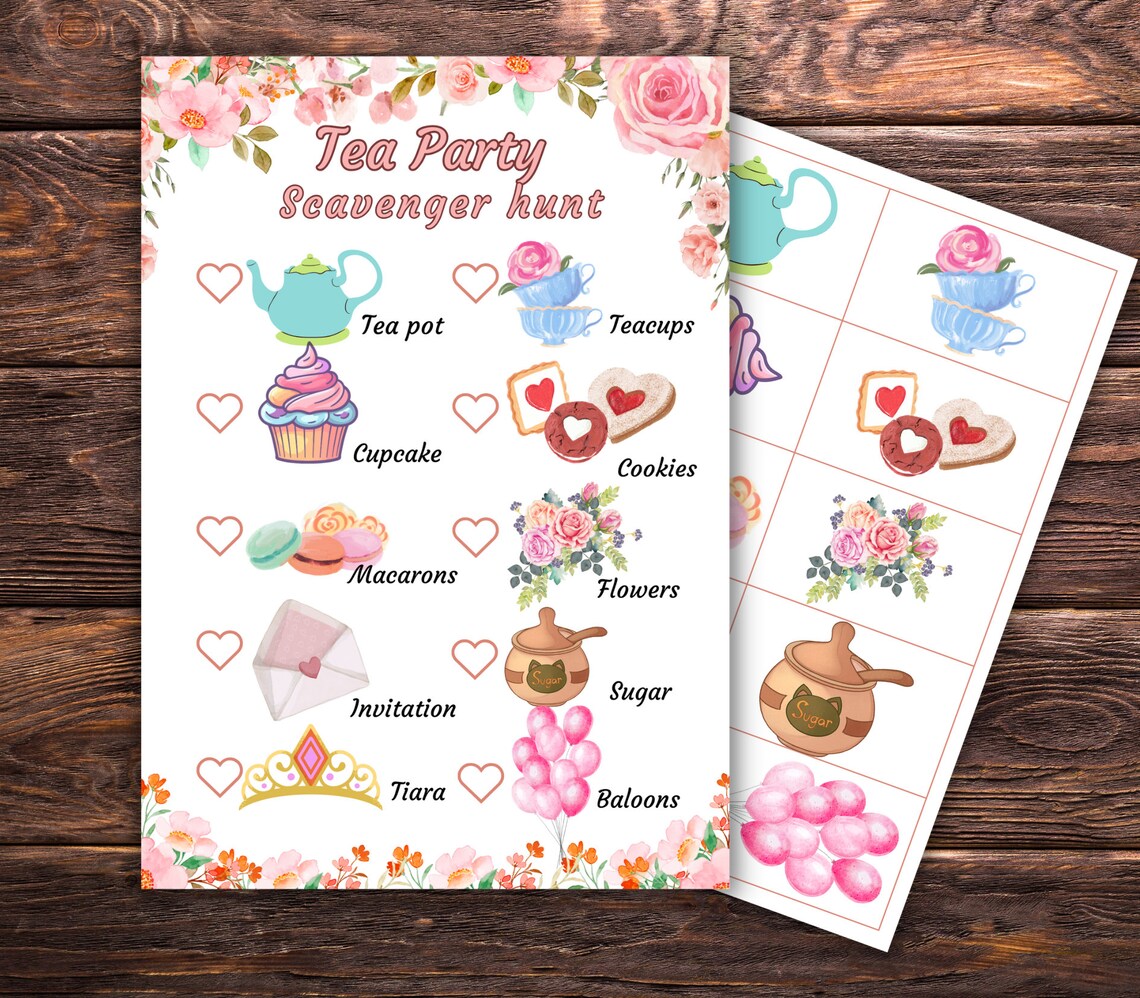 Tea Party Scavenger Hunt, Printable Teaparty Scavenger Game, School ...