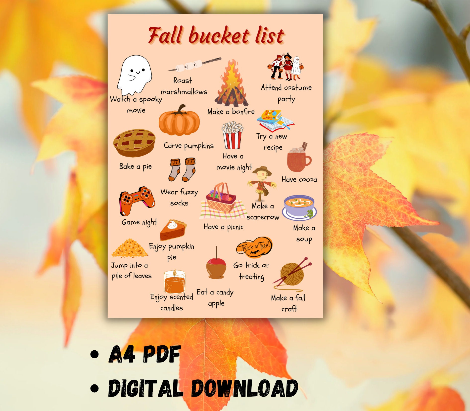 Fall Bucket List, Fall to Do List, Fall Time Activities for Adults ...