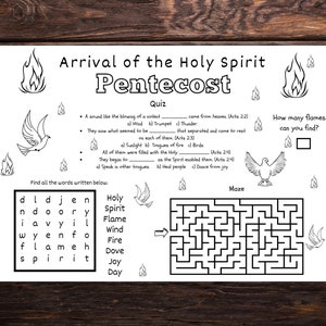 Pentecost Activity Placemat, Holy Spirit Coloring Page for Kids ...