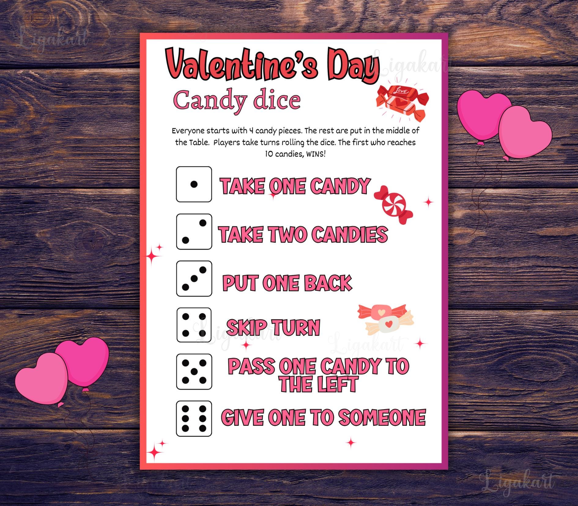 Valentine Day Candy Dice Game, Valentine Activity, Galentine Party Game ...