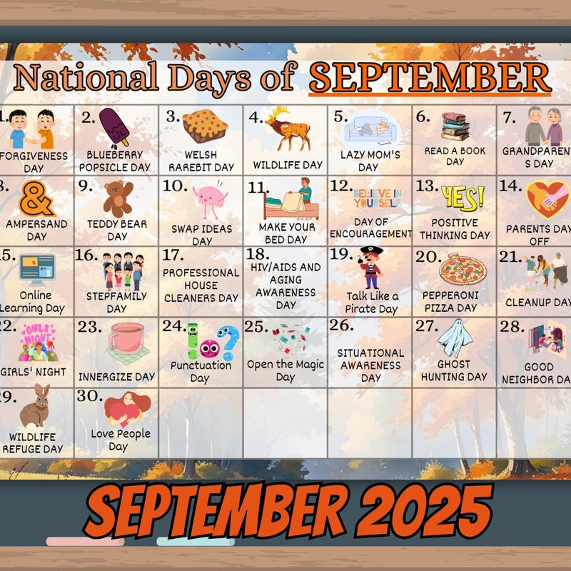 National Day Calendar September 2025 - Etsy Canada