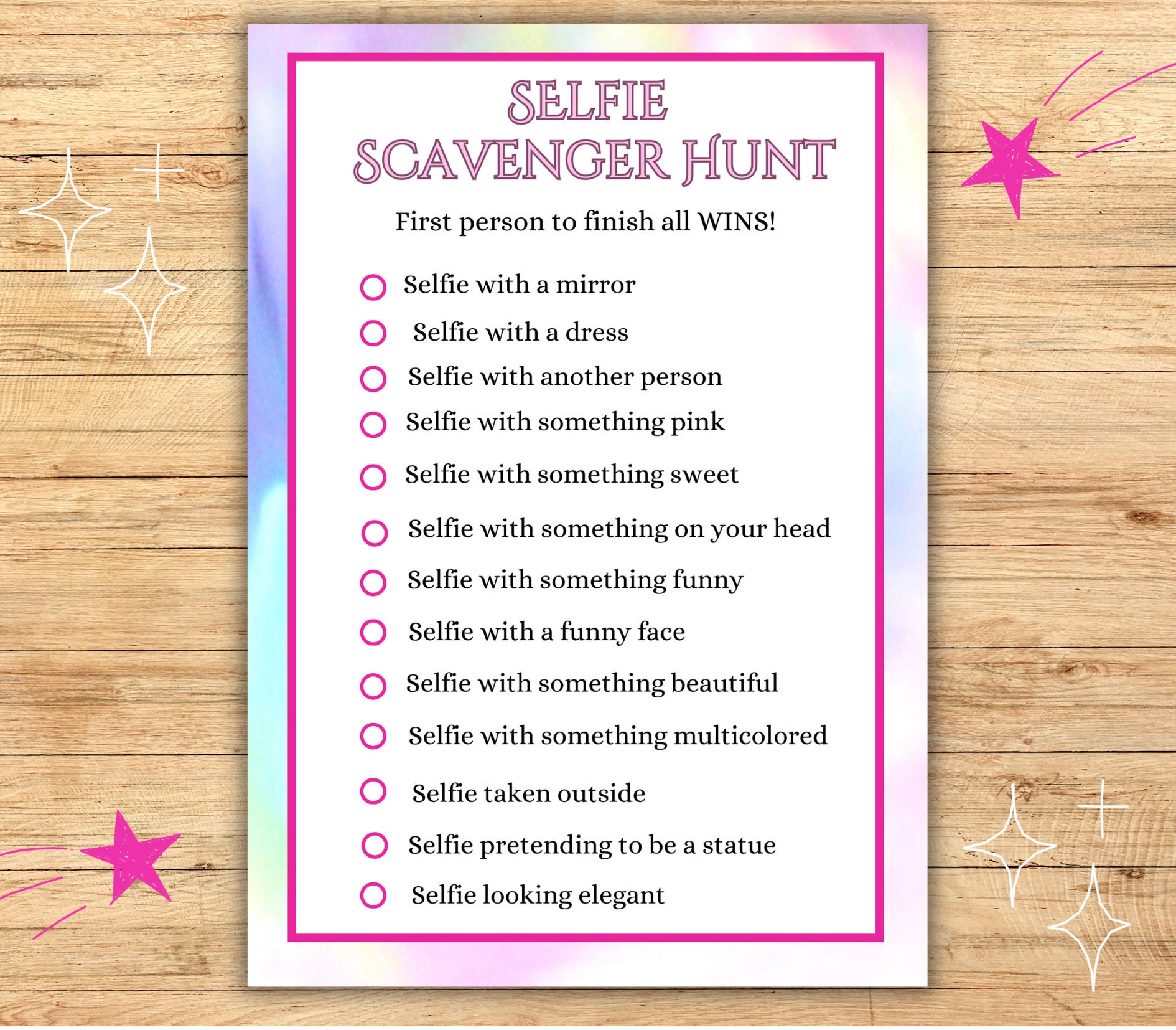 Selfie Scavenger Hunt, Teen Girl Birthday Game, Birthday Games for Her ...