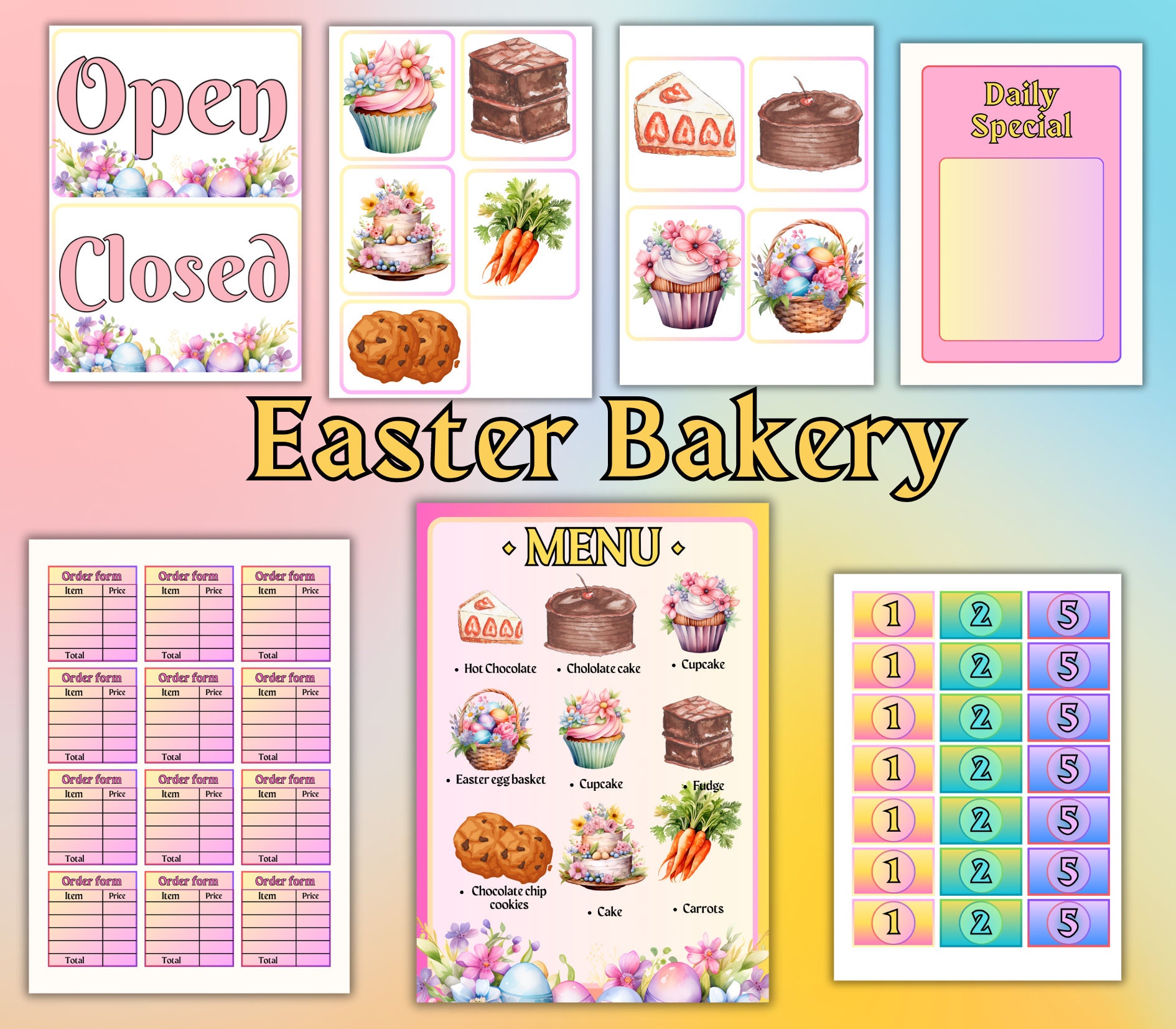 Bakery Pretend Play Kit, Bakery Dramatic Play, Printable Role Play Set ...