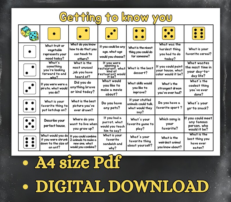 Dicebreaker Game for Kids, Back to School, Icebreaker Activity, Teacher ...