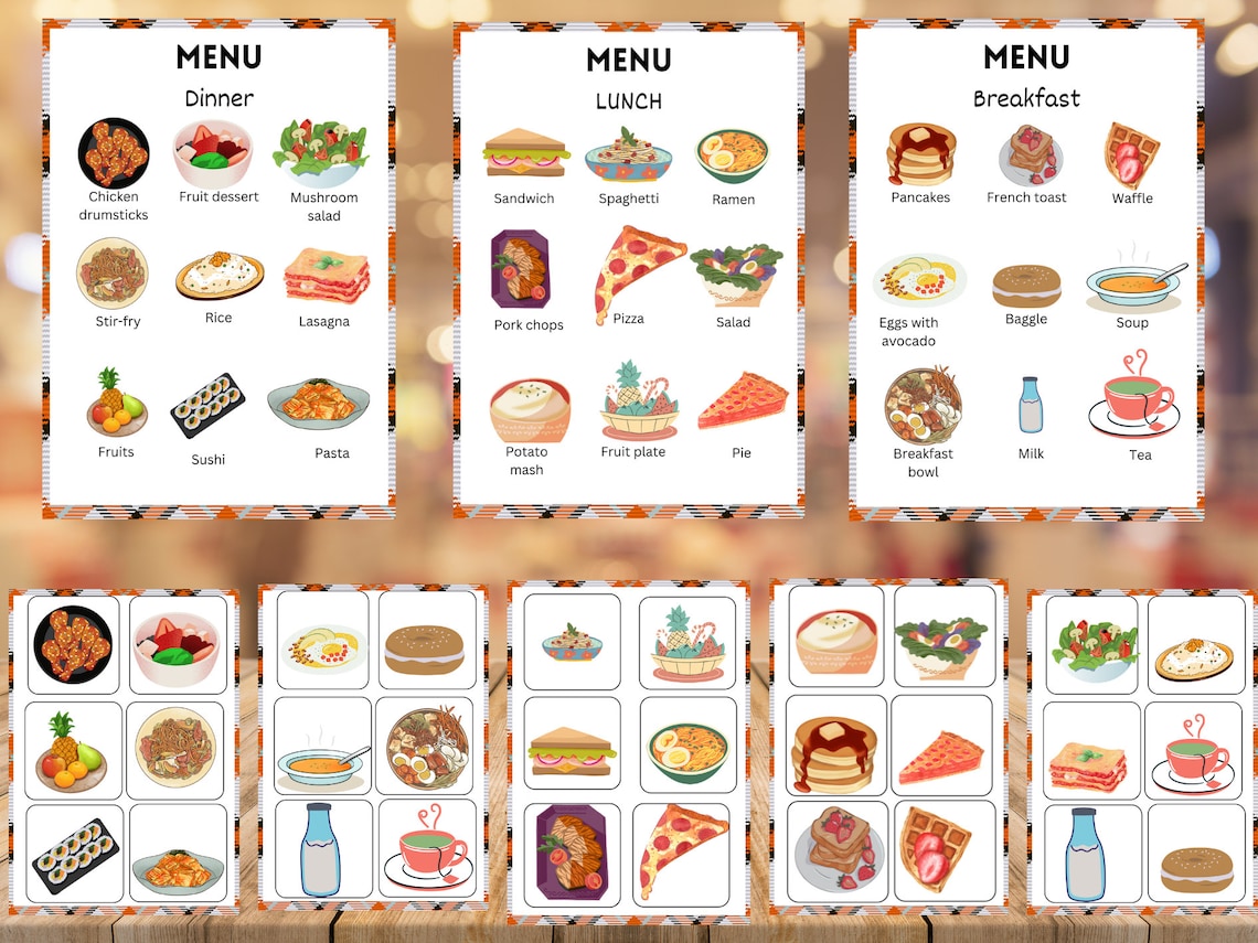 Printable Pretend Play Menus Printable, Kids Breakfast, Lunch, Dinner ...