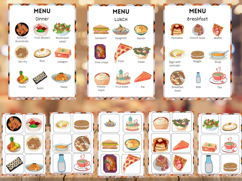 Printable Pretend Play Menus Printable, Kids Breakfast, Lunch, Dinner ...