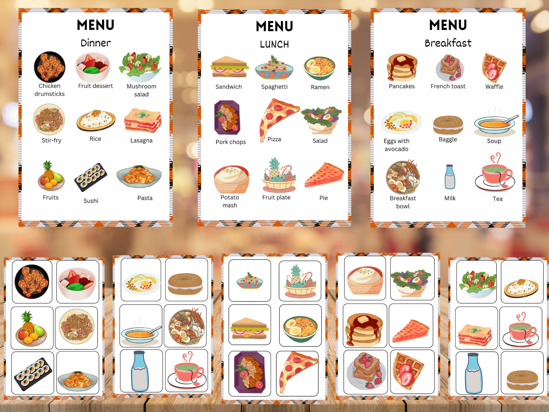 Printable Pretend Play Menus Printable, Kids Breakfast, Lunch, Dinner ...