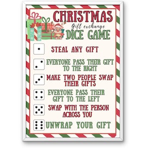 Christmas Gift Exchange Dice Game, Holiday Gift Exchange, Secret Santa ...
