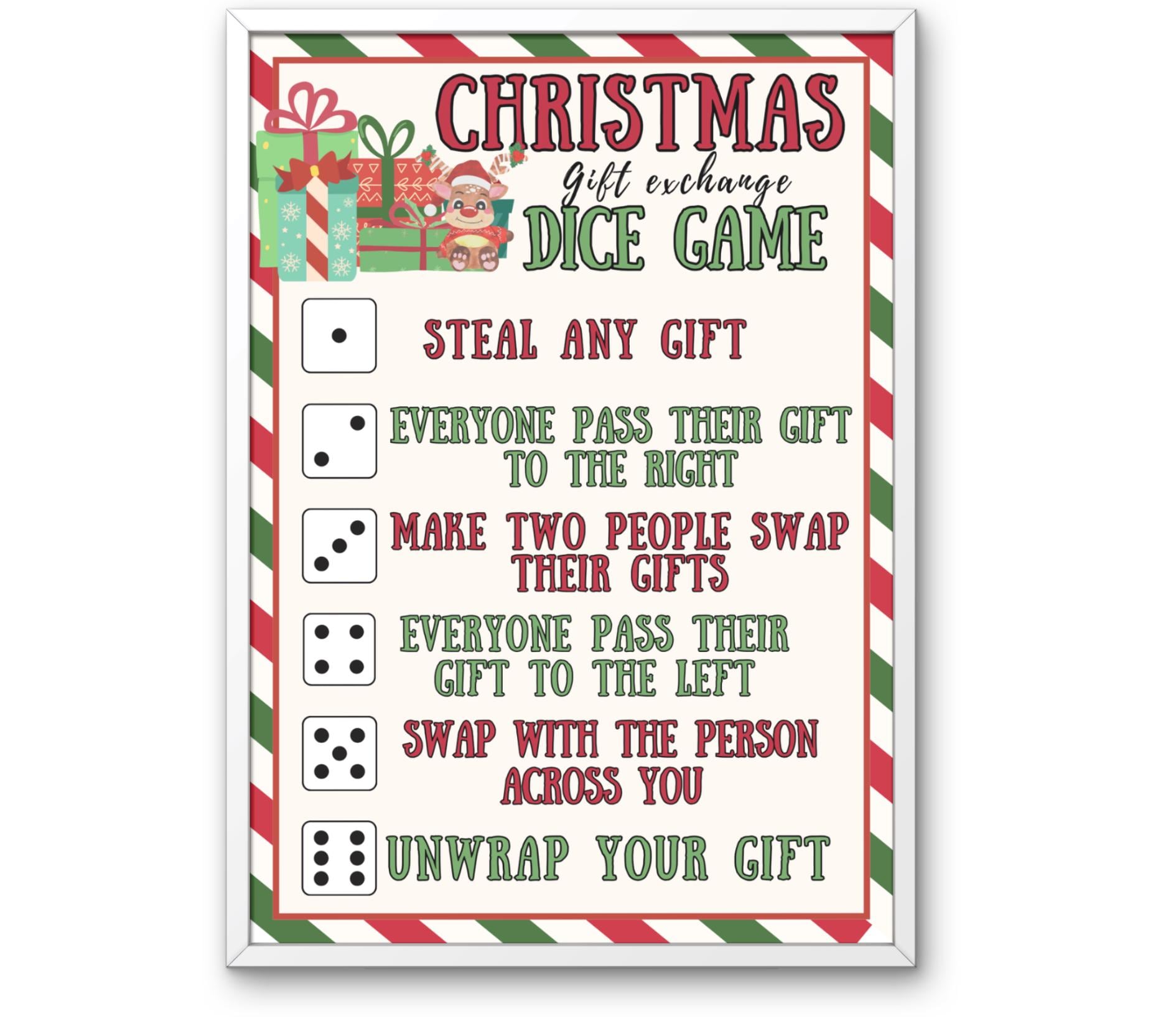 Christmas Gift Exchange Dice Game, Holiday Gift Exchange, Secret Santa ...