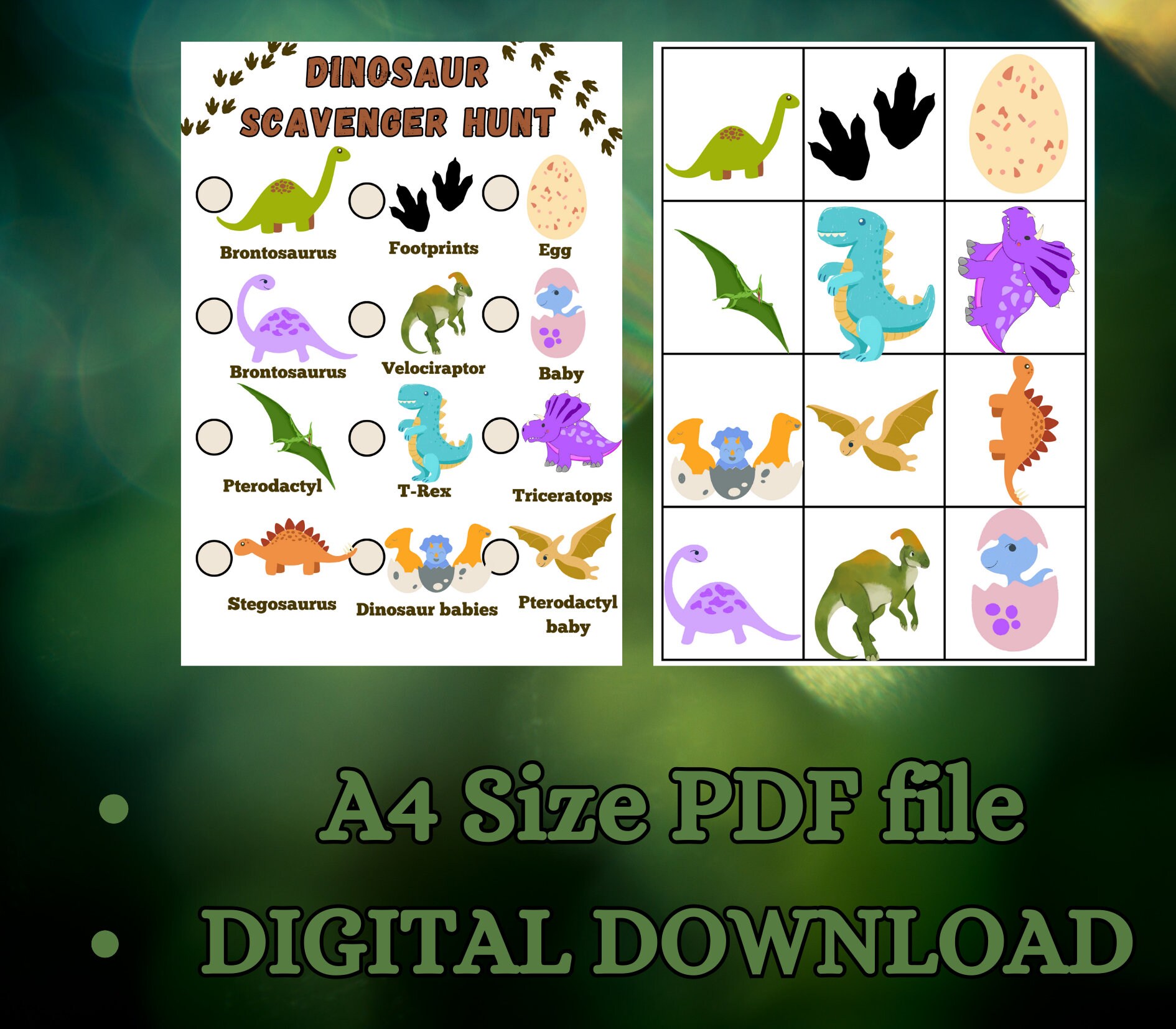 Dinosaur Treasure Hunt, Kids Birthday Party Games, Dinosaur Scavenger ...