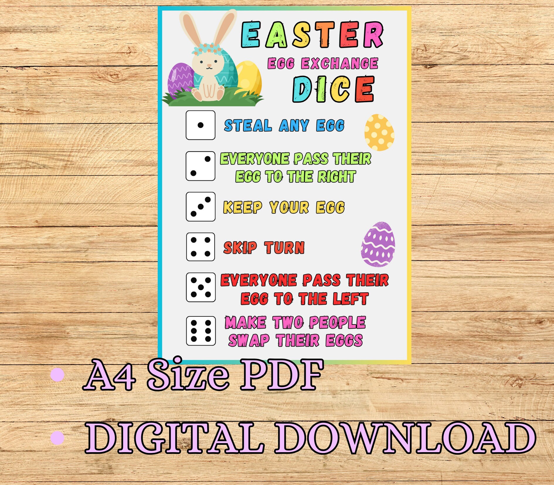 Easter Egg Exchange Dice Game, Roll the Dice Easter Gift Exchange Game ...