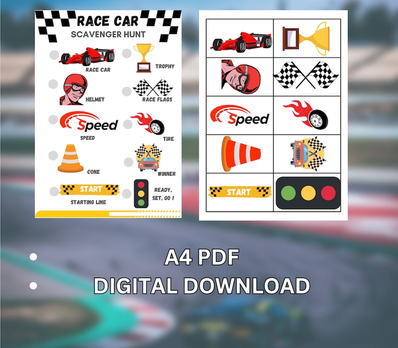 Time to Race Treasure Hunt, Kids Birthday Party Game, Racing Car ...