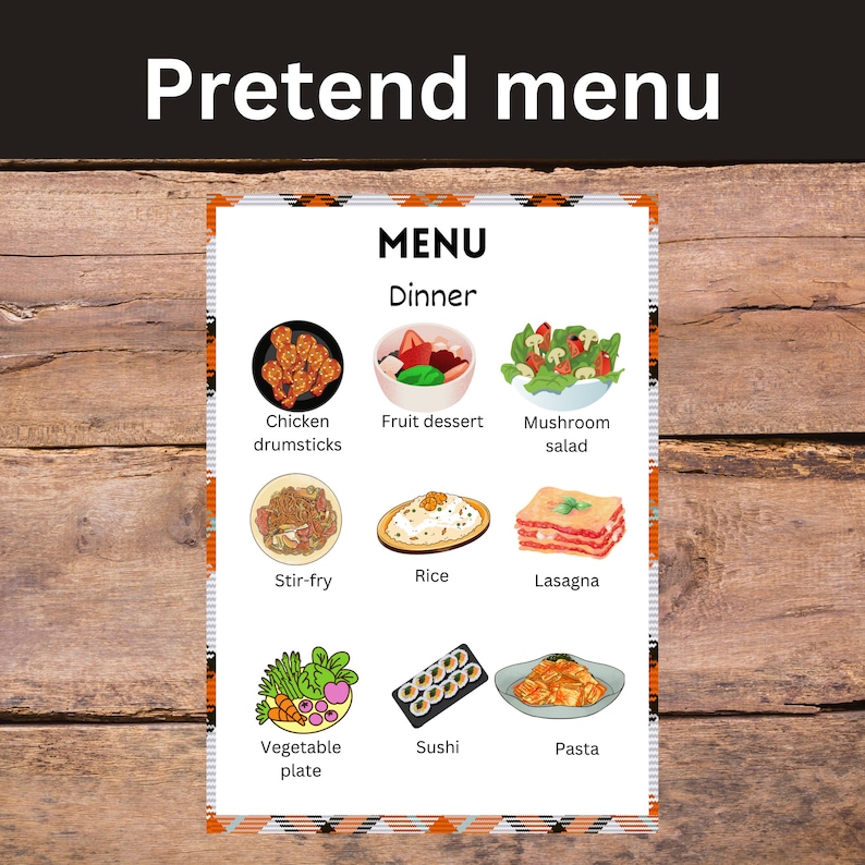 Printable Pretend Play Menus Printable, Kids Breakfast, Lunch, Dinner ...