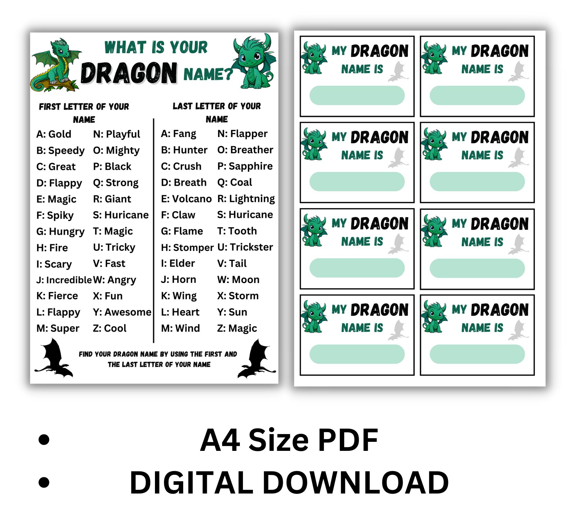 What's Your Dragon Name Game, Dragon Name Generator, Icebreaker Game ...