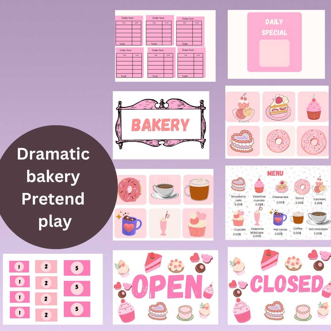 Valentine's Day Pretend Play Kit, Bakery Dramatic Play, Bakery Pretend ...
