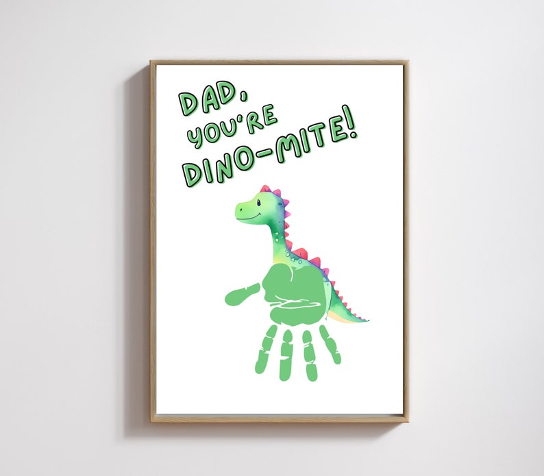 Father's Day Dinosaur Pun Printable, Kids' Handprint Keepsake, You're a ...