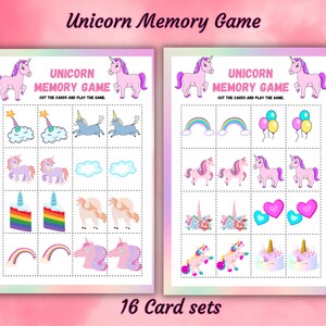 Unicorn Memory Game, Unicorn Matching Game, Fun Game for Kids ...