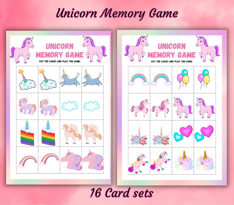 Unicorn Memory Game, Unicorn Matching Game, Fun Game for Kids ...