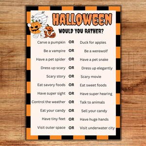 Halloween Game Printable, Halloween Would You Rather, Classroom ...