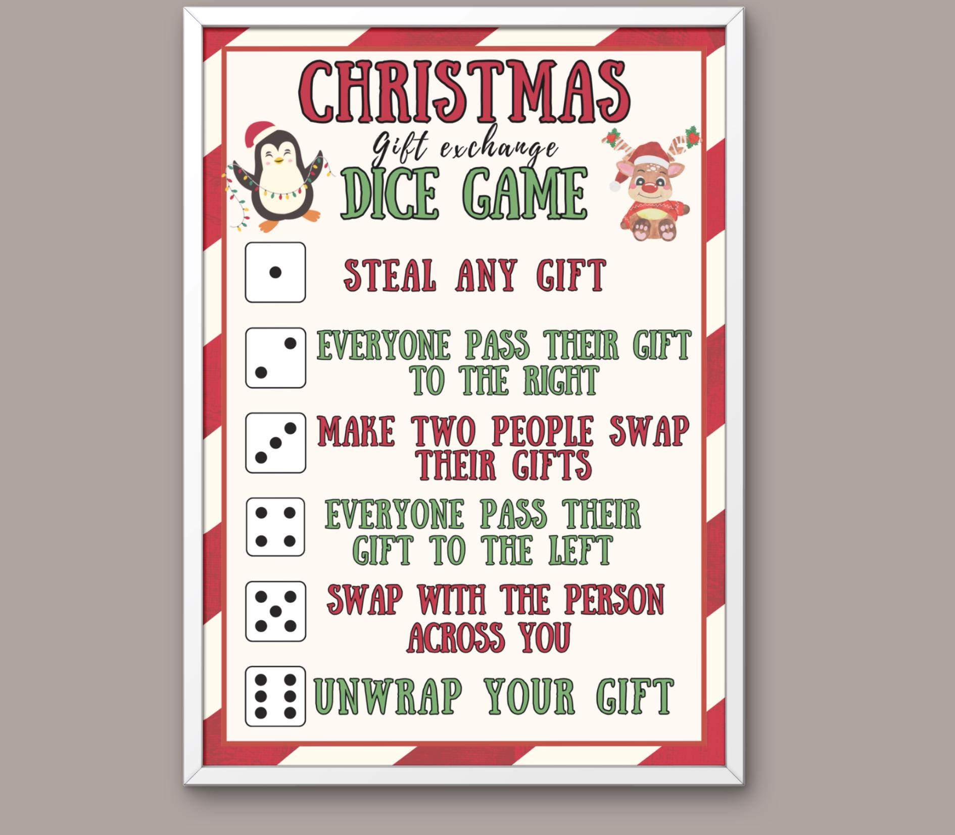 Christmas Gift Exchange Dice Game, Roll the Dice Holiday Gift Exchange Game, Gift Swap, Secret ...